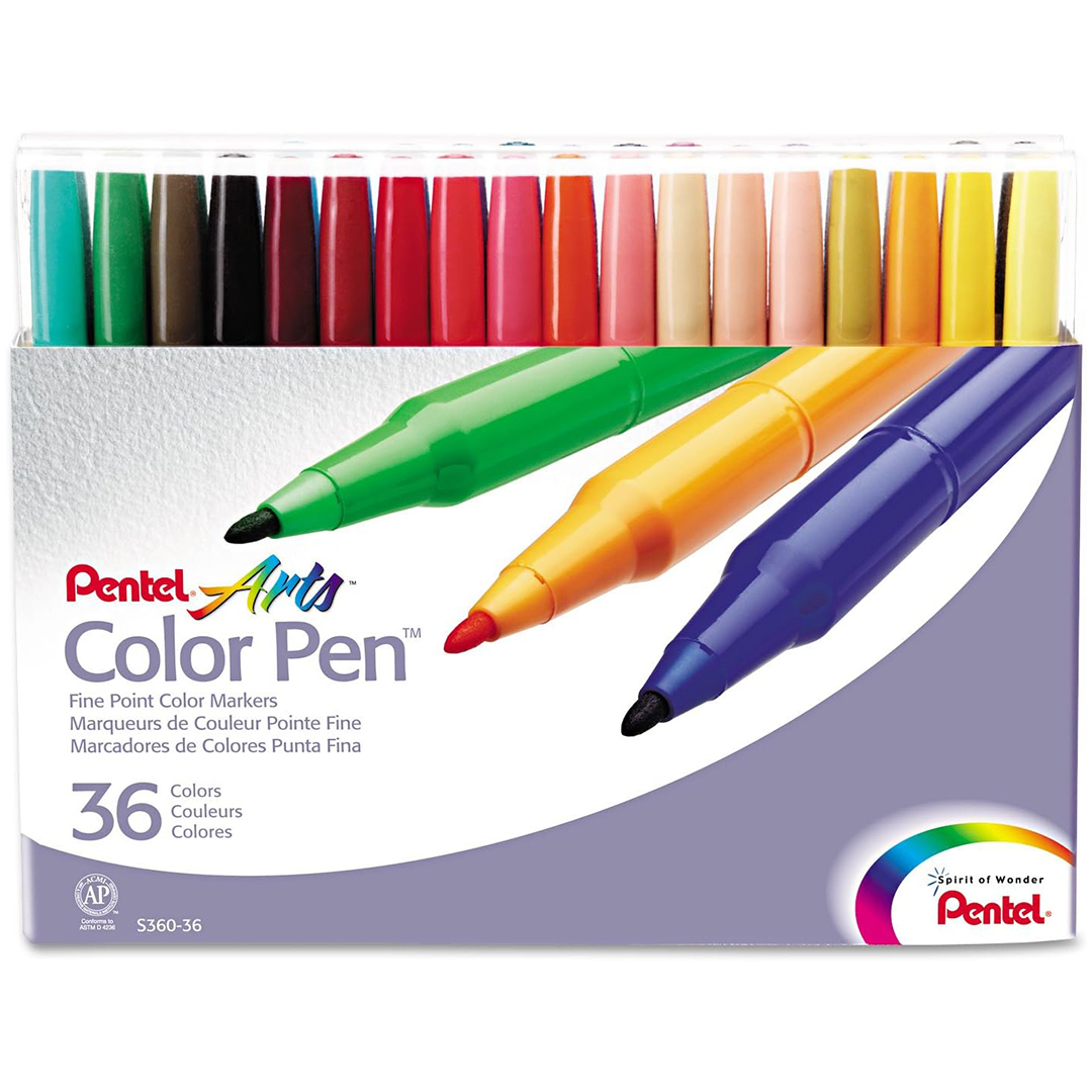 Pentel Color Pen Stylos a pointe feutree Lot de 36 Pen Store